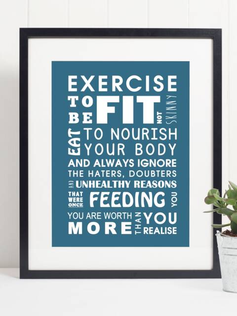 Exercise To Be Fit Motivational Art Print - Inspirational Wall Decor by ...