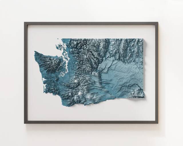 Washington State - Shaded Relief Map Natural Topography by Etsy ...