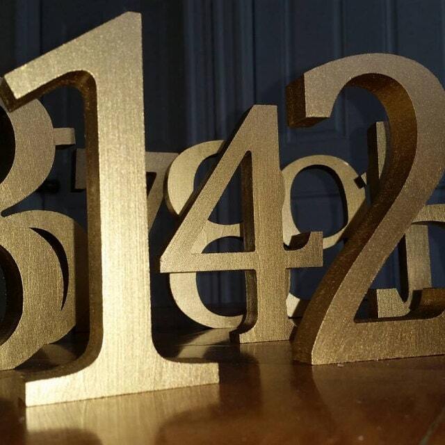 Metallic Gold Wooden Wedding Table Numbers 1-19, Free-standing, Hand ...