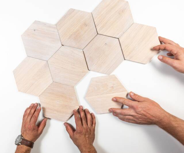 Wooden Panels -Wooden Interior Decorative Slats Wall Hexagons Honeycomb ...