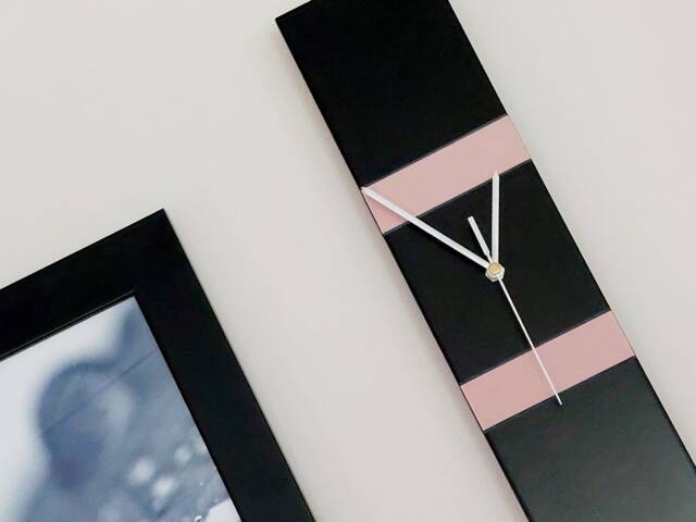 Long Slim Handmade Modern Black Wall Clock, Unique Contemporary Home ...
