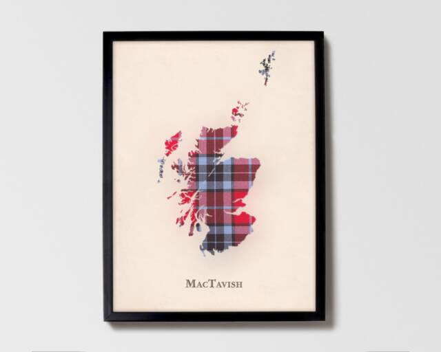 Clan Mactavish Scottish Tartan Map - Of Scotland Family Wall Decor ...