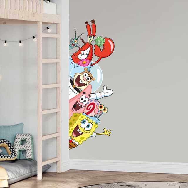 Spongebob Wall Sticker - Group Peeking & Waving Decal Art by Etsy ...