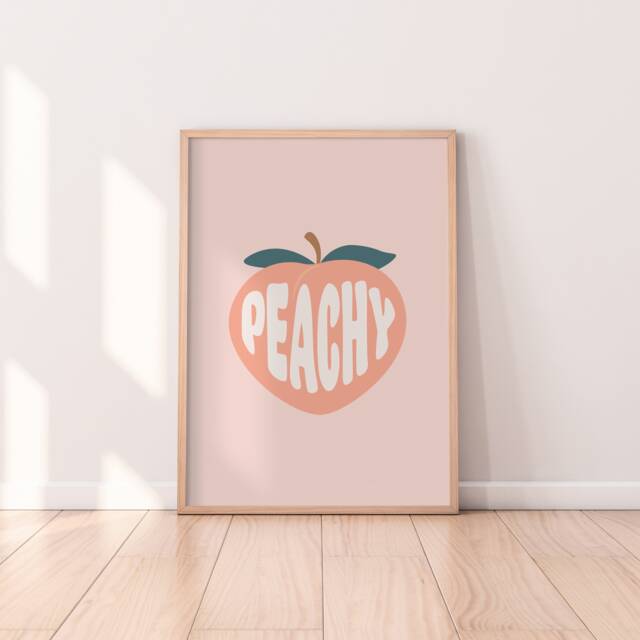 Peachy Print - Minimalist Prints, Bathroom Print, Colourful Wall Art, Toilet Room Gallery A5 A4 ...