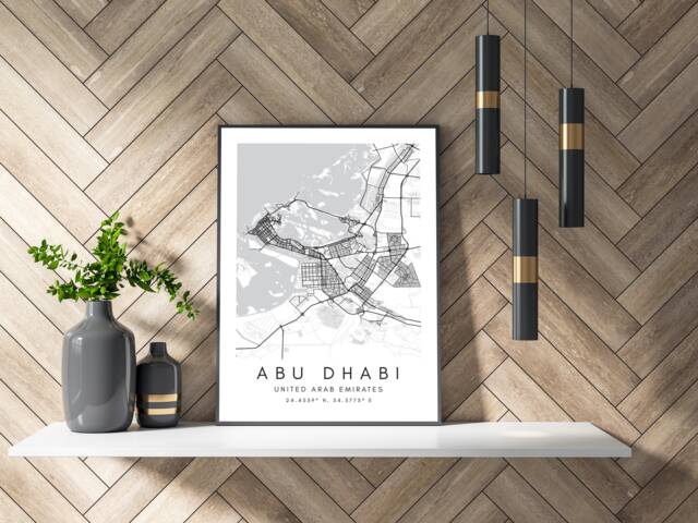 Abu Dhabi Minimalist Map Wallart - United Arab Emirates Poster, Uae ...