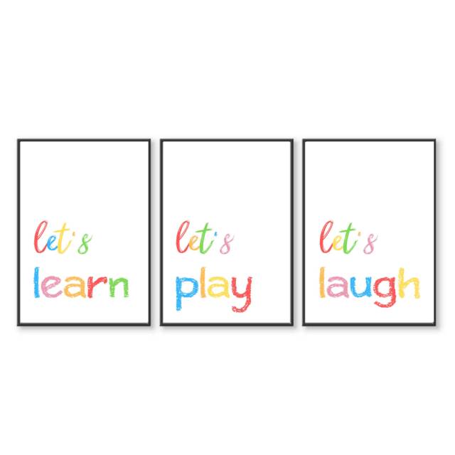 Set Of 3 Playroom Children's Room Prints - A4 Decor Unframed Wall Hangings Fun Playful Colourful ...