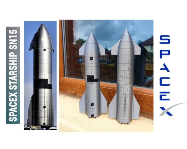 Spacex Starship Sn9 To Sn15 Highly Detailed Model - 3D Printed 25cm - 1200 Scale L 50cm 1100 ...