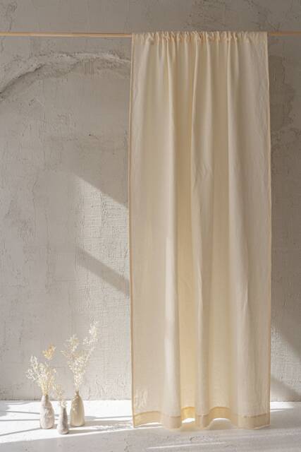 Cream Linen Curtain, Rod Pocket Natural Window Treatments, Linen Home ...