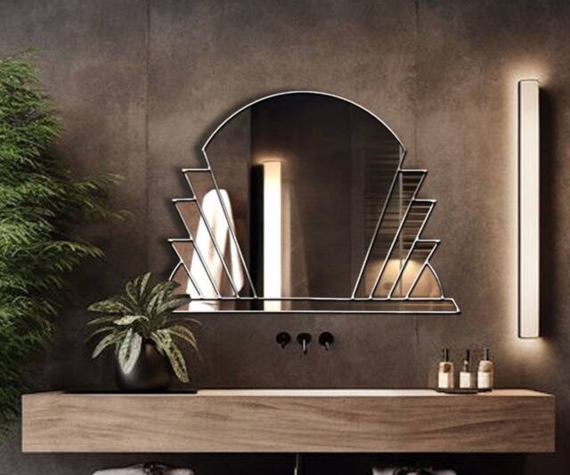 Dazzling Elegance The Coco Art Deco Fan Over Mantle Wall Mirror in ...
