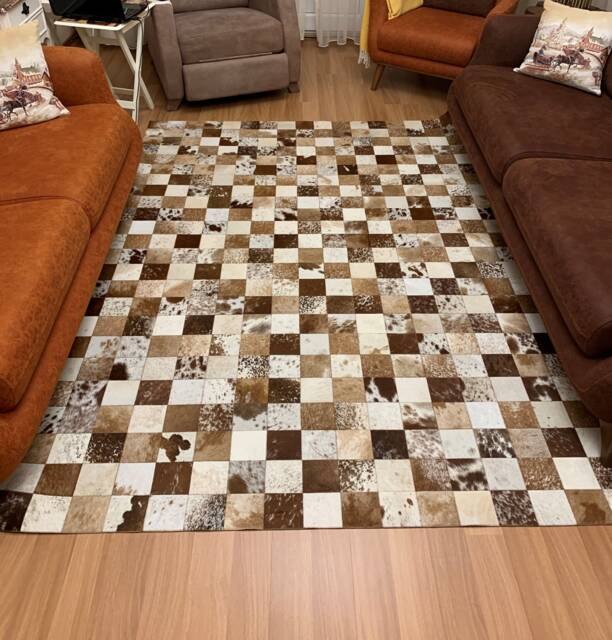 Handmade Leather Patchwork Carpet For Living Room & Bedroom, Unique ...