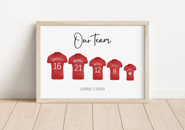 Personalised Football Shirt Print - Daddy's Team Family Father's Day ...