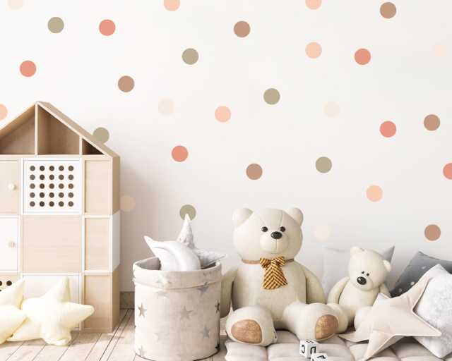 Neutral Polka Dot Wall Stickers, Earthy Colours Decals, Peach ...