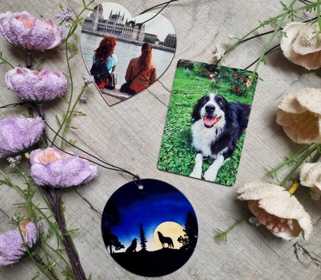 Personalised Photo Hanger Love Heart Double Sided Decorations Hanging ...