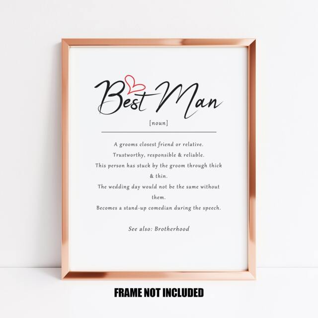 Best Man Definition Print, Gift, Best Friend Wedding Brother Favour ...