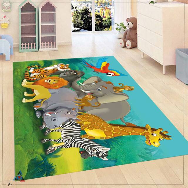 Cute Animals, Jungle Nursery Rug, Animals Area Decorative Rug For Kids ...