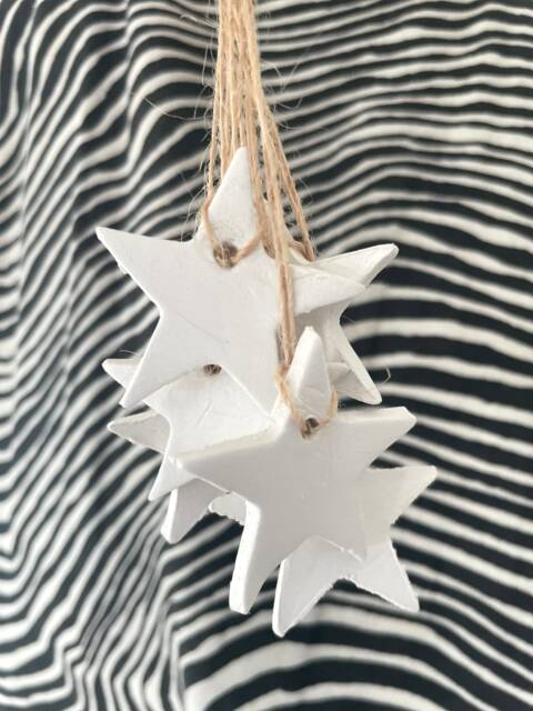 White Clay Stars Set Of 5 0R 10 Rustic Scandi Hanging Christmas Tree ...