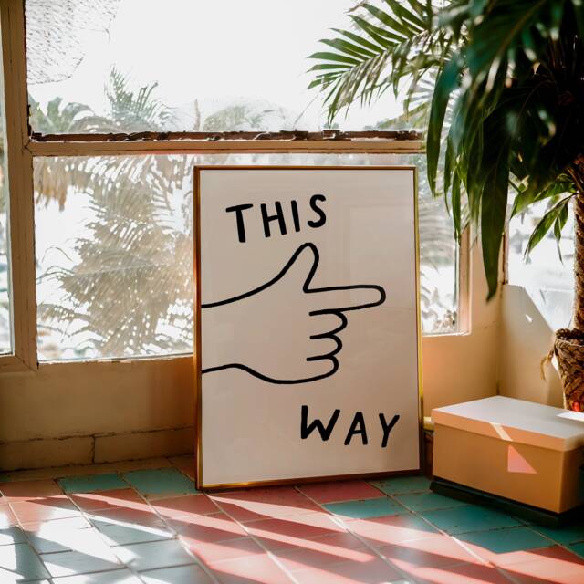 This Way - Pointing Right Unframed Print - Hand Pointing Finger Poster ...