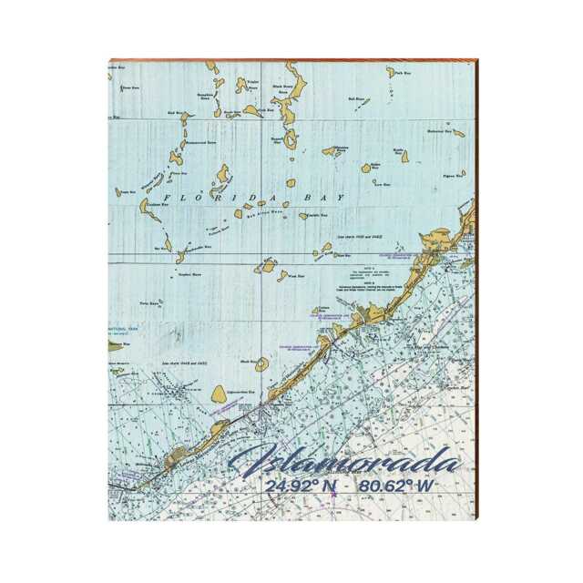Islamorada Noaa Chart Map - Wall Art Print On Real Wood by Etsy ...