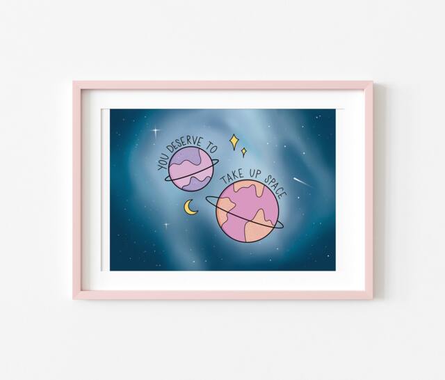 A6 Take Up Space Art Prints - Mental Health Gift Positivity Pastel Wall ...
