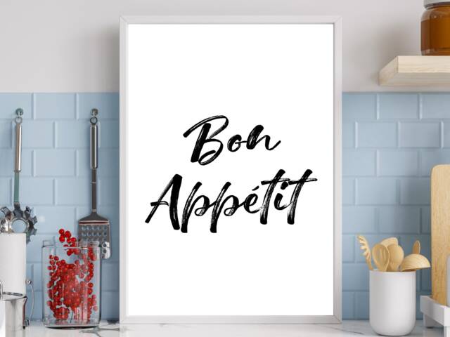 Bon Appetit - Wall Print Kitchen Gift Bespoke Poster A5 A4 A3 Framed by ...