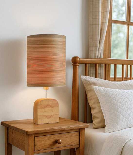 Modern Rustic Table Lamp From Olive Wood, Bedside For Scandinavian ...