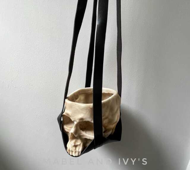 Hanging - Handmade Gothic Skull Planter Plant Pot Resin Faux Human ...