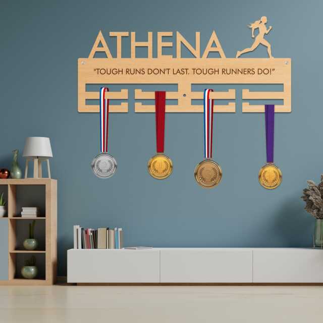 Personalised Runners Medal Hanger - Custom Display Rack Bedroom Wall ...