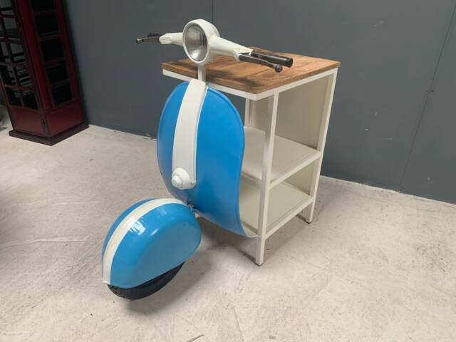 New Boxed Blue & White Retro Vespa Side Table by Etsy | uFurnish.com