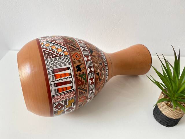 Peruvian Qero Vase Inca Inspired Hand-Painted Pottery, 12 Inch by Etsy ...