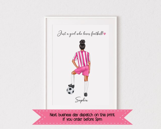 Personalised Football Girl Print, Cheerleading Gift, Wall Art, Decor ...