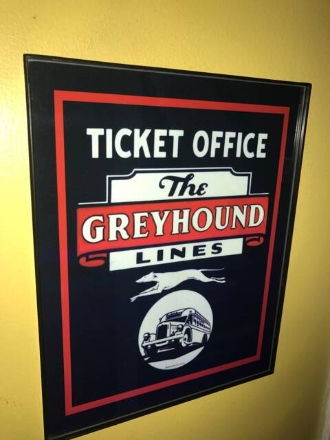 Greyhound Bus Lines Ticket Office Driver Garage Bar Framed Advertising ...