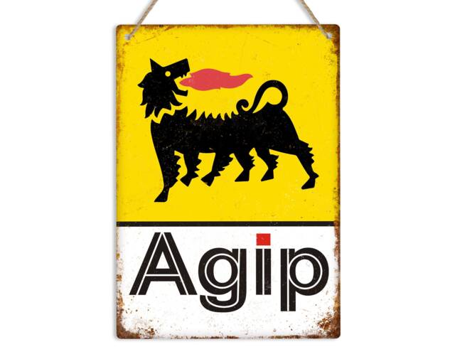 Agip Racing Fuel Retro Metal Tin Wall Sign Door Plaque Man Cave Garage ...