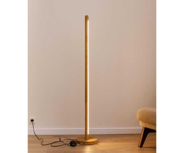 Rustic Wood Round Floor Lamp Modern Ambiance Lighting For Living Room ...