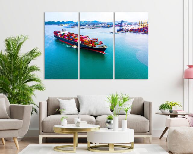 Logistic Business Art For Office Decor, Shipping Cargo With Containers ...