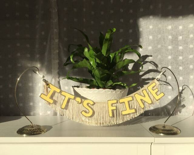 It's Fine Fringe Banner - Letter Banner Garland, Wall Hanging, Text ...