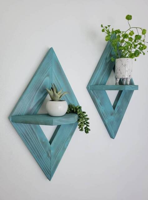 Geometric Wall Shelves - Set Of 2, Sconce, Hanging Shelves, Small Decor ...