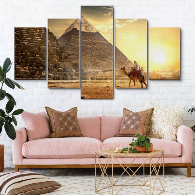 Great Pyramid Of Giza Egypt 5 Pieces Canvas Wall Art, Large Framed ...