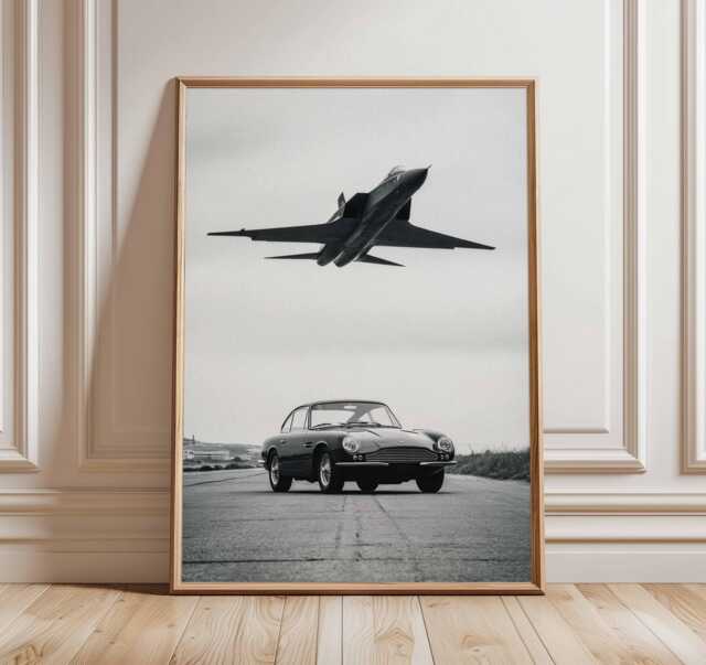 Classic Car & Jet Poster, Aviation Automotive Wall Art, Fighter Print ...