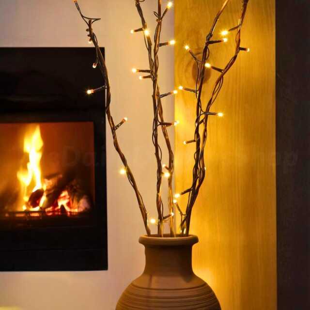 86cm Led Willow Twig Lights - Set Of 5 50 Warm White Leds, Christmas ...