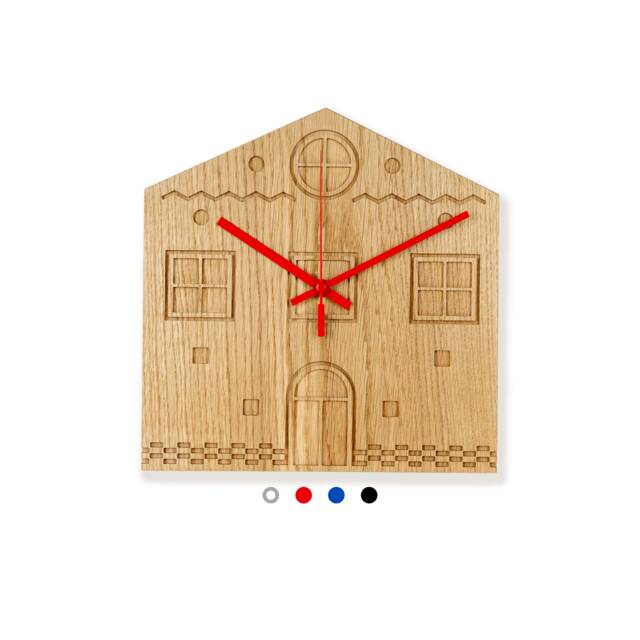 Wood Wall Clock With A House Shape, Living Room Statement Decor, Solid ...