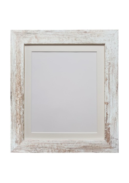Metro Distressed White Photo Frame With Ivory Mount, Picture Frame ...