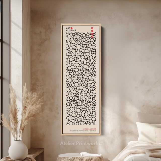 Yayoi Kusama Style Long Framed Canvas - Large Horizontal Japanese ...