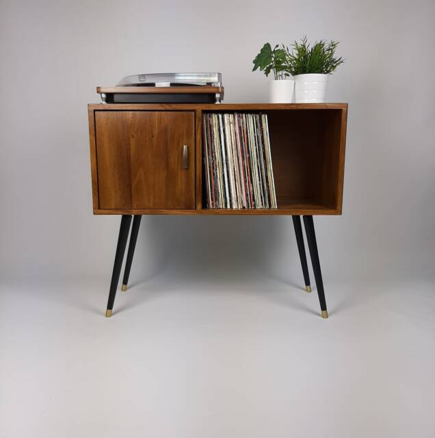 Walnut Sideboard - Black Dansette Legs Classic Brass Handle Midcentury ...