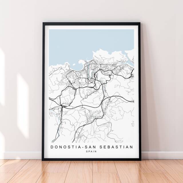 Donostia-San Sebastian City Map Spain Print Minimalist Town Poster Wall ...