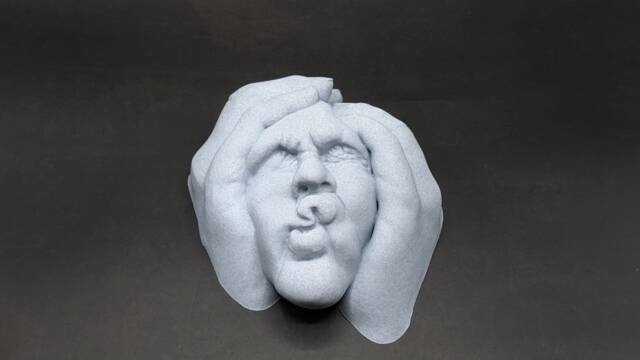 Abstract Sculpture, Home Decor, 3D Wall Art, Modern Head Hands Squashed ...