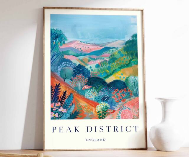 Peak District Travel Poster Colorful England Wall Art by Etsy ...