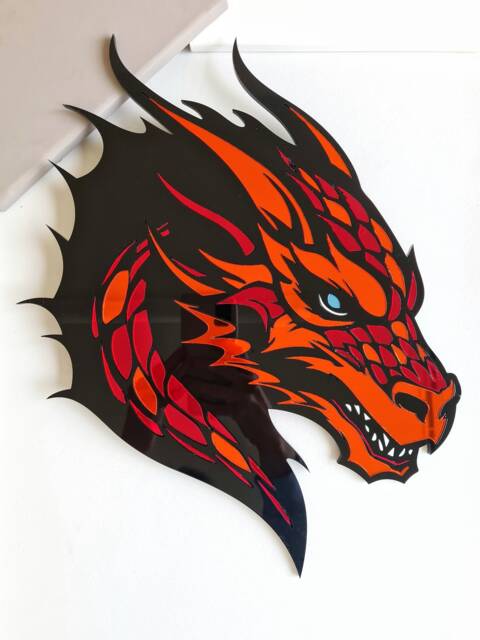 Dragon Wall Art Mirror Head Decor Unique Fantasy Mosaic Home Mythical ...