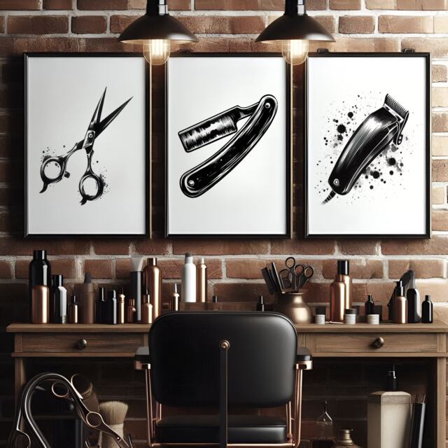 Barber Shop Print Set - 3 Barbers Posters - Haircut Wall Art Men's ...