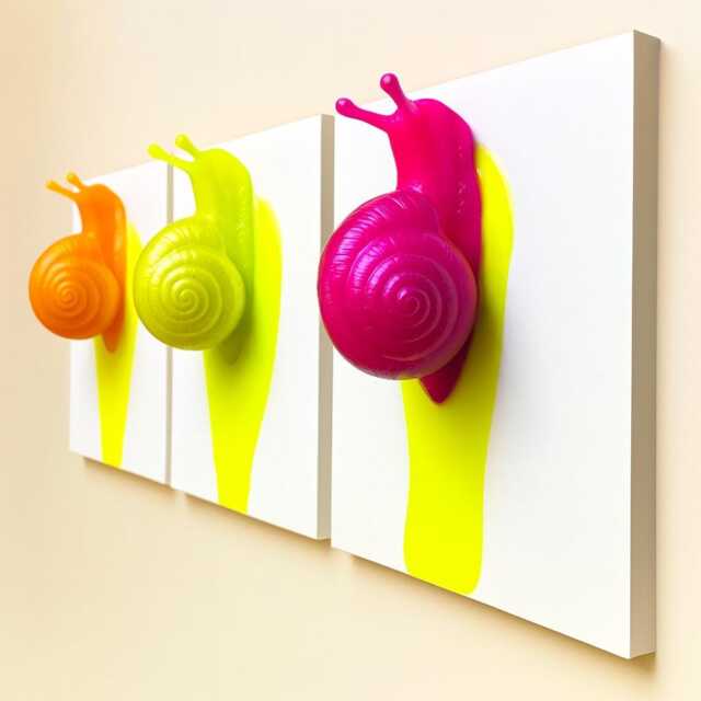 Giant Neon Snail Slimy Trail Pop Art Wall Sculpture/ Handmade Resin 3D ...