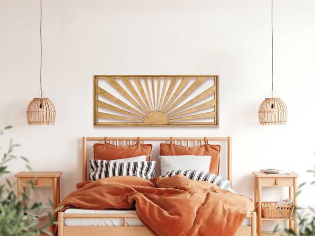 Boho Sun Wood Wall Art Sunrise Sunset Decor by Etsy | uFurnish.com